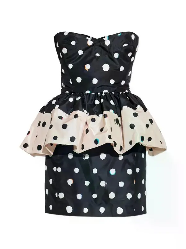 Fendi Polka Dot Strapless Mini Dress