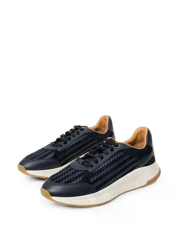 BOSS Woven Panel Calf Suede Sneakers - Blue
