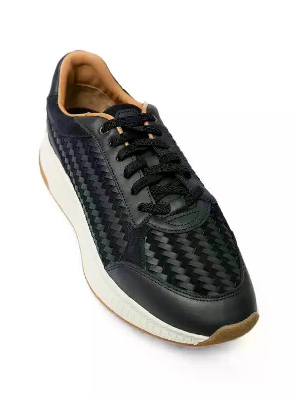 BOSS Woven-panel Leather Sneakers