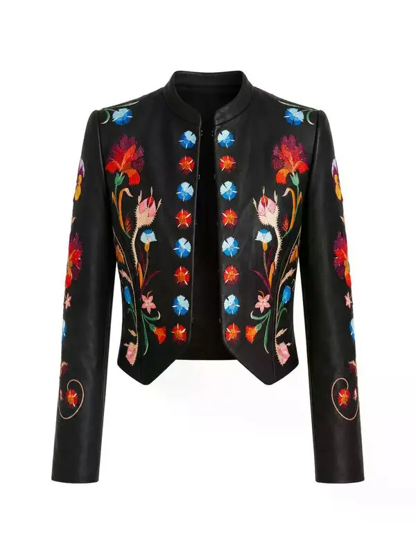 TEMPERLEY LONDON Toledo Floral-embroidered Leather Cropped Jacket