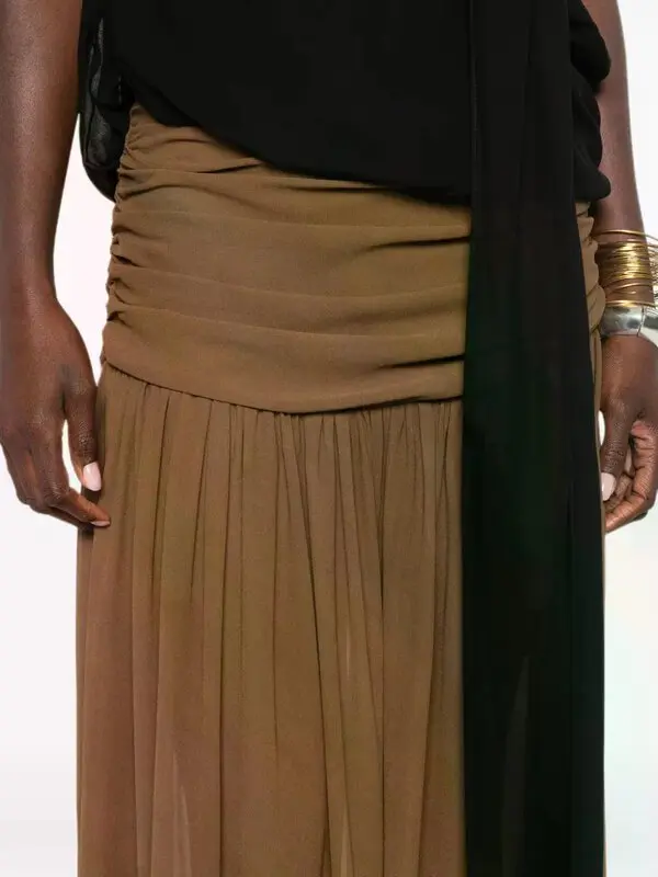 DE LA VALI Agapito Ruched Maxi Skirt
