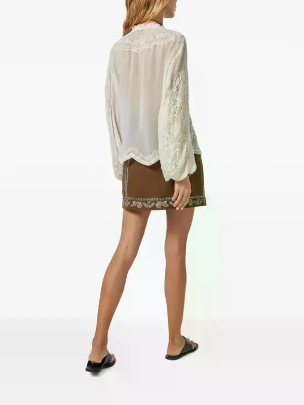 SCARLETT POPPIES Tyrio Bead-embellished Mini Skirt