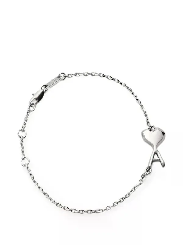 AMI Paris Brass Bracelet With De Coeur Detail - Silver