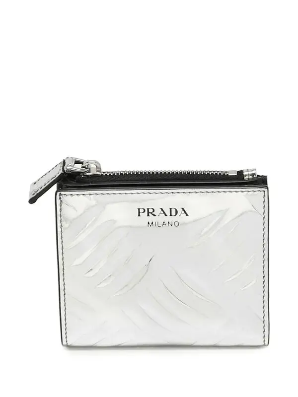 Prada Logo-print Bi-fold Wallet - Silver