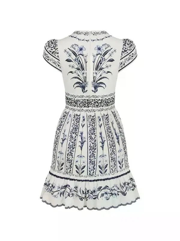 Farm Rio Floral Print V-neck Mini Dress - White