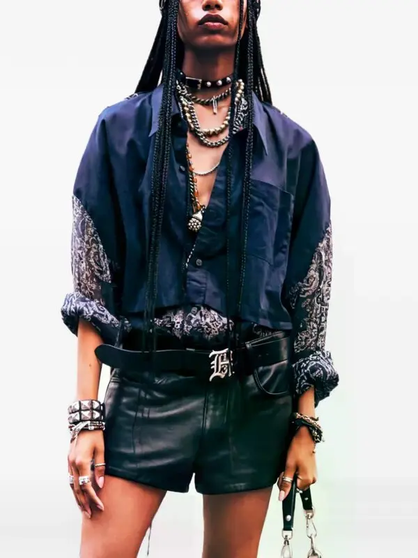 R13 Overlay Drop Abstract-bandana Shirt - Blue