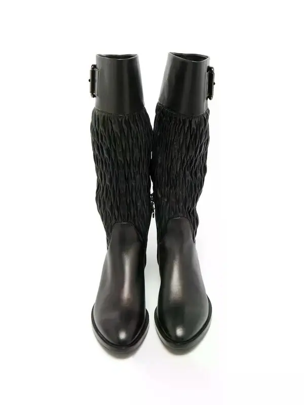 Gucci Ruched Buckle Detail Knee High Boots