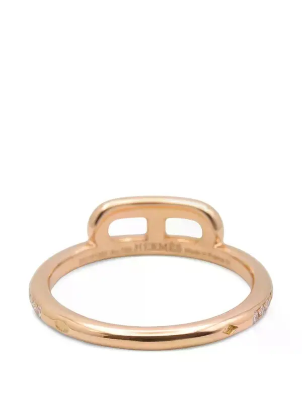 Hermès 18k Rose Gold Diamond Pavé Ring