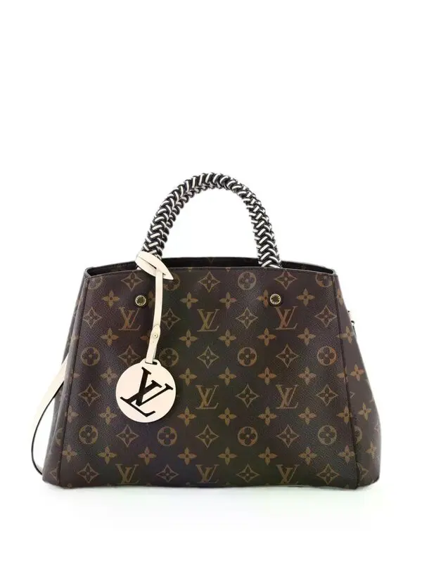 LOUIS VUITTON Monogram Canvas Braided Handle Montaigne Mm Tote Bag