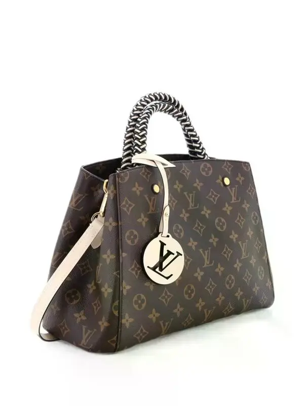LOUIS VUITTON Monogram Canvas Braided Handle Montaigne Mm Tote Bag