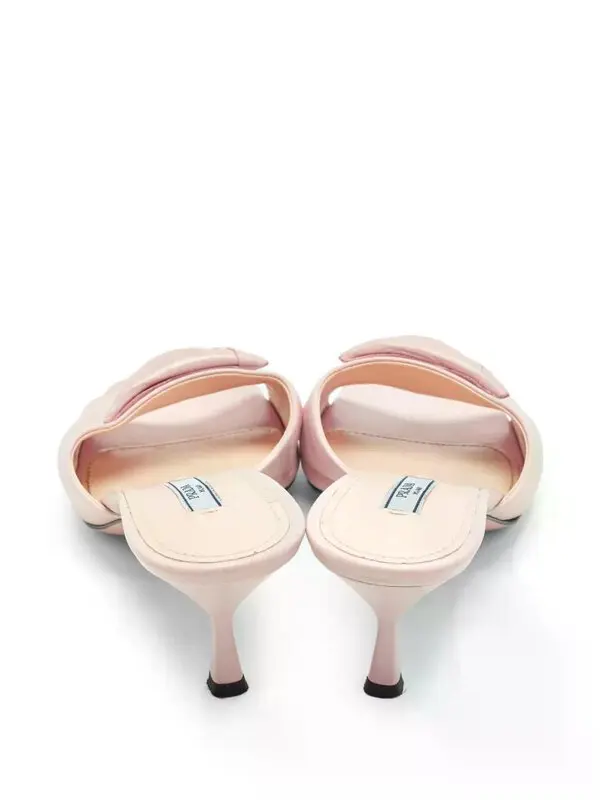 Prada Rose Detail Leather Slide Sandals