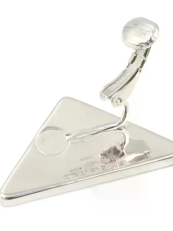 Prada Triangle Logo Plaque Earring - Silver
