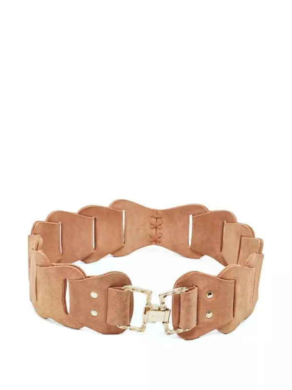 Roberto Cavalli Hammered-effect Buckle Waist Belt - Neutrals