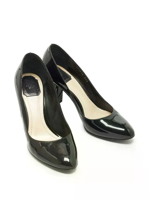 Dior Patent Leather Stud-embellished Block Heel Pumps