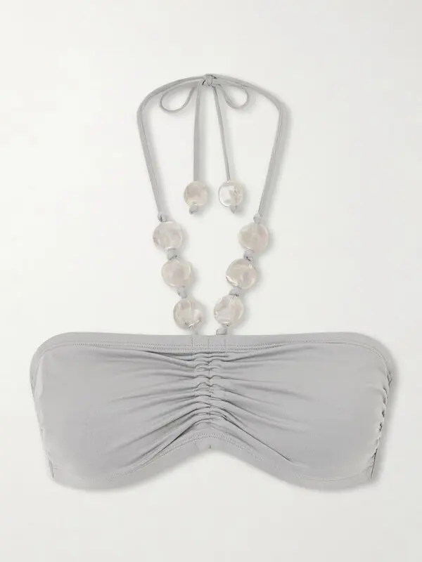 ERES Lana Bead-embellished Bikini Top - Gray