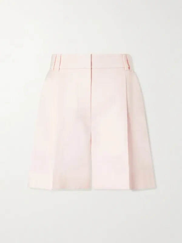 Another Tomorrow Pleated Linen Shorts