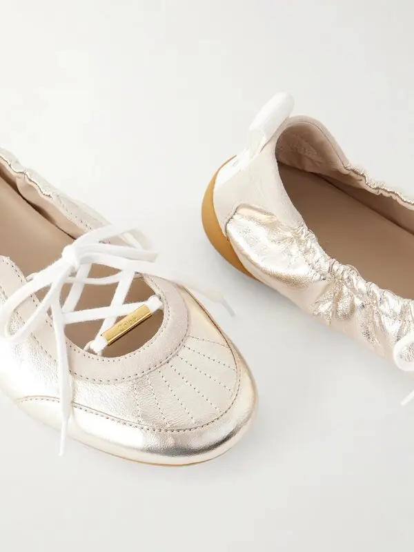 Chloé Kick' Metallic Leather Ballet Sneakers - Silver