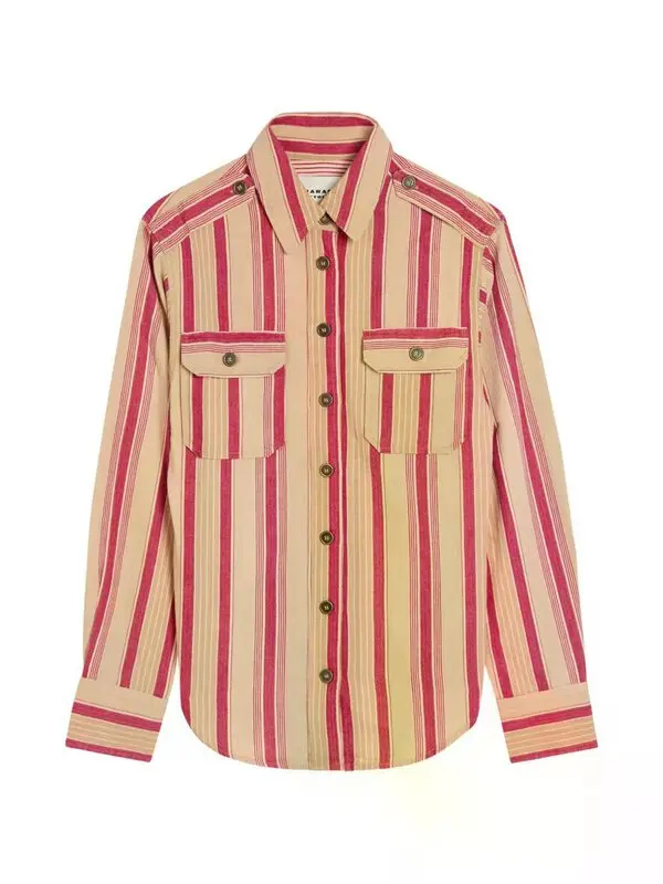MARANT ETOILE Striped Epaulette Shirt - Neutrals