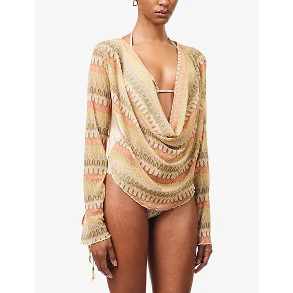 GRACEJACOB Gia Desert Long-sleeve Mesh Top