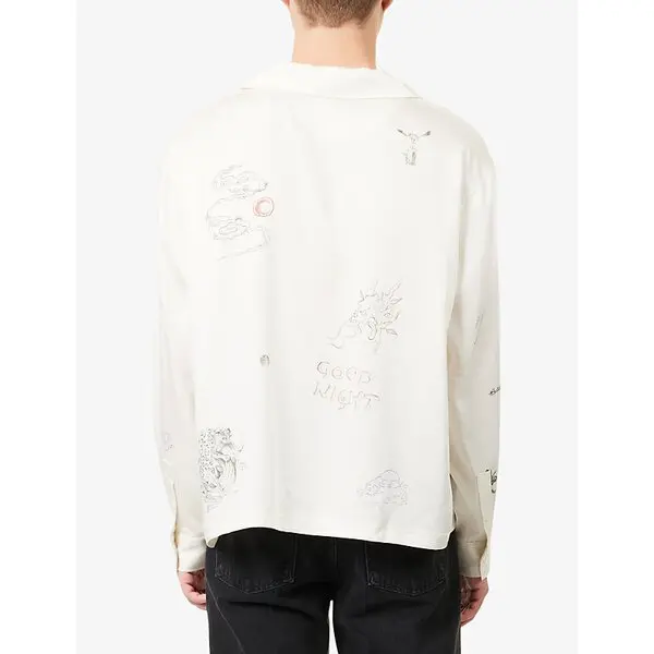 DUKE + DEXTER Sketch-print Relaxed-fit Woven Shirt