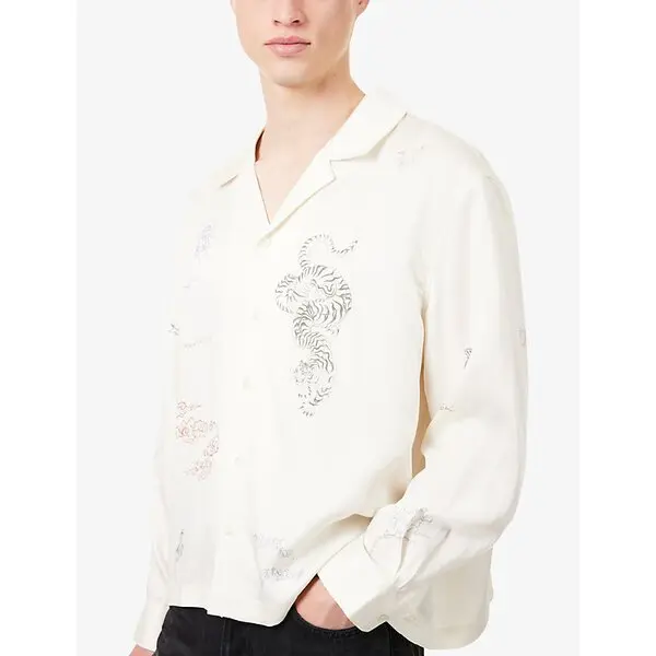 DUKE + DEXTER Sketch-print Relaxed-fit Woven Shirt