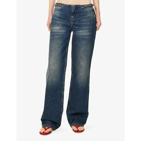PEACHY DEN Stevie Low-rise Straight Leg Jeans