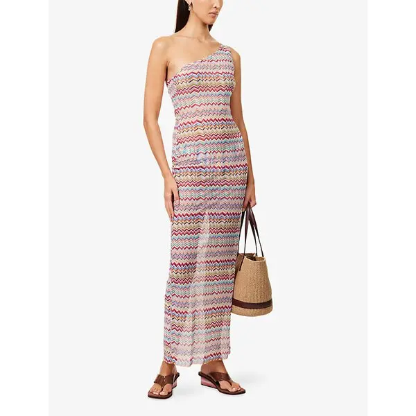Missoni Asymmetric Chevron Sheer Maxi Cover-up