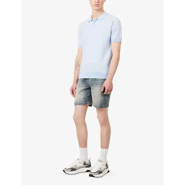 ARNE Checkerboard Contrast Knitted Polo Top