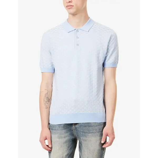 ARNE Checkerboard Contrast Knitted Polo Top