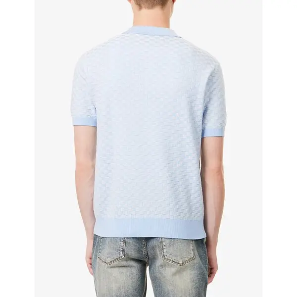 ARNE Checkerboard Contrast Knitted Polo Top