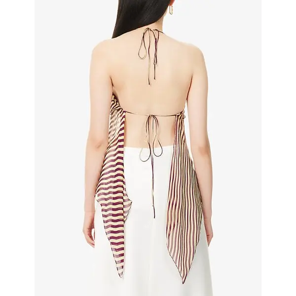 RAT AND BOA Assisi Striped Sheer Halter Neck Top