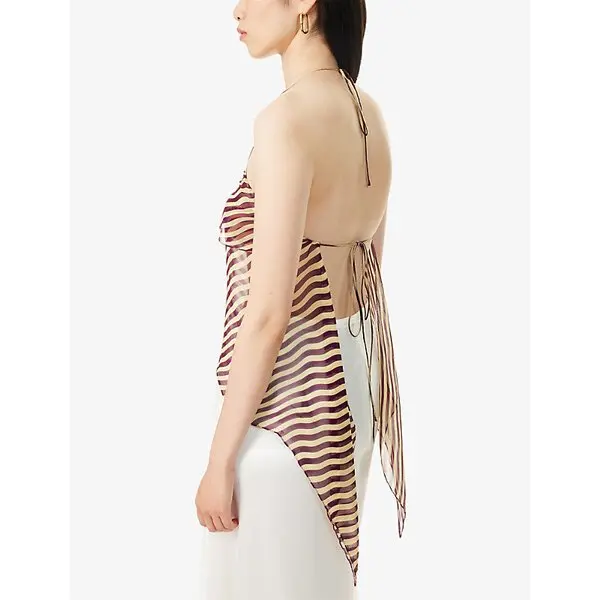 RAT AND BOA Assisi Striped Sheer Halter Neck Top