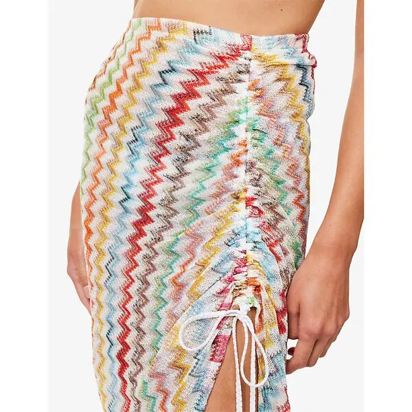Missoni Asymmetric Ruched Knitted Midi Skirt