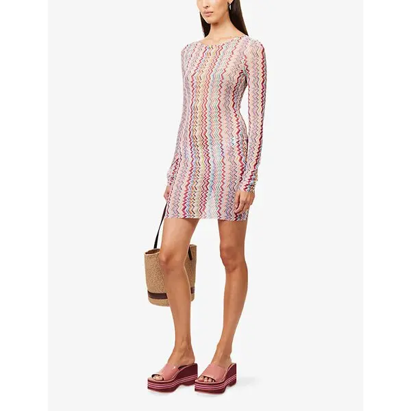 Missoni Long-sleeve Zig-zag Mesh Cover-up