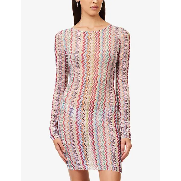 Missoni Long-sleeve Zig-zag Mesh Cover-up