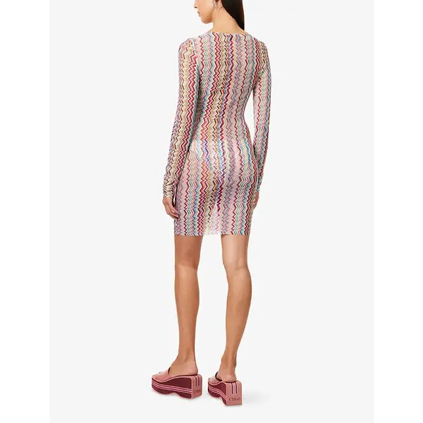 Missoni Long-sleeve Zig-zag Mesh Cover-up