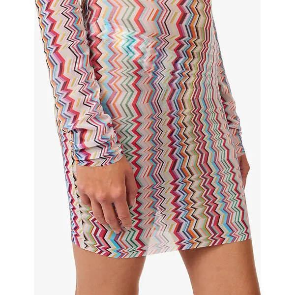 Missoni Long-sleeve Zig-zag Mesh Cover-up