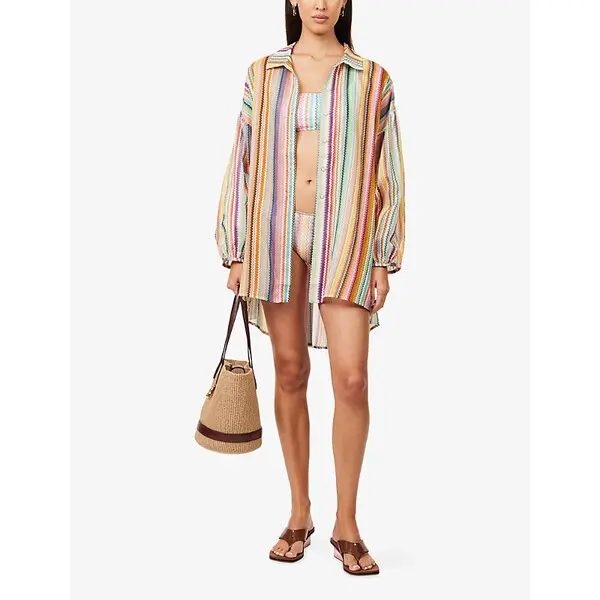 Missoni Collared Zig-zag Cotton And Silk-blend Kaftan