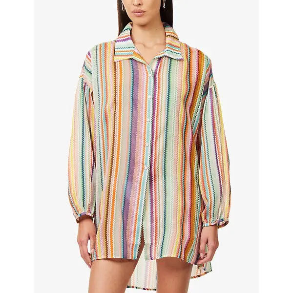 Missoni Collared Zig-zag Cotton And Silk-blend Kaftan