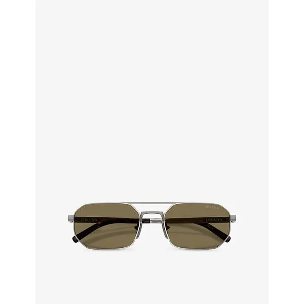 Prada Irregular Frame Metal Sunglasses - Grey