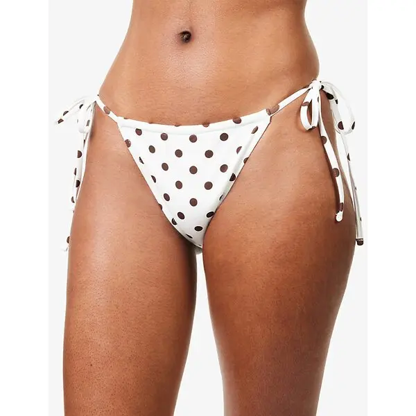 4TH & RECKLESS Emily Polka-dot Tie-waist Bikini Bottoms