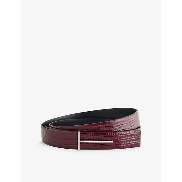 TOM FORD Slim-t Reversible Leather Belt - Ruby Red