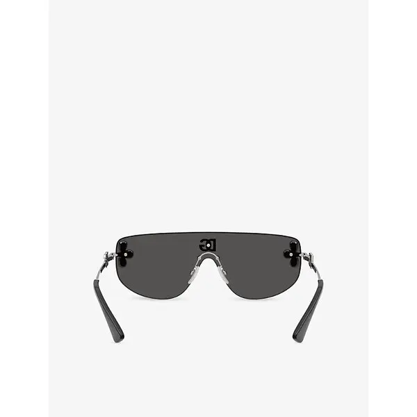Dolce & Gabbana Dg2333b Shield-frame Metal Sunglasses With Crystal Embellishments