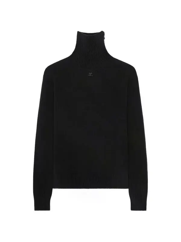 COURREGES Zipped Collar Sweater - Black