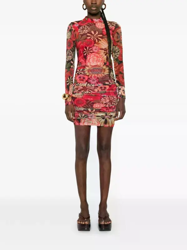 Farm Rio Flowershop Long-sleeve Mini Dress
