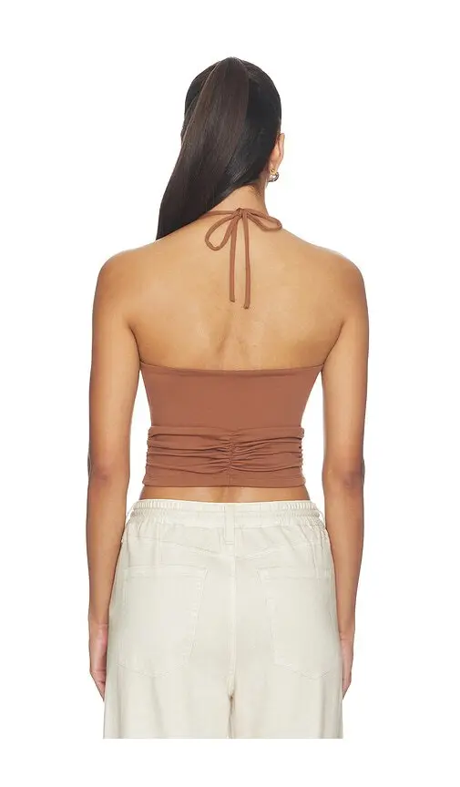 Susana Monaco Halter Gathered Top Tie Neck - Brown