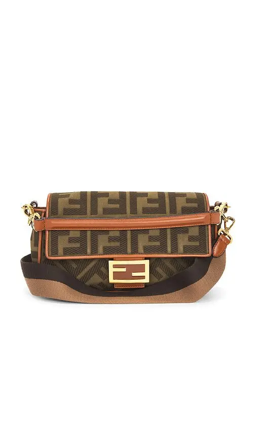 FWRD RENEW Fendi Zucca Monogram Baguette Shoulder Bag - Brown