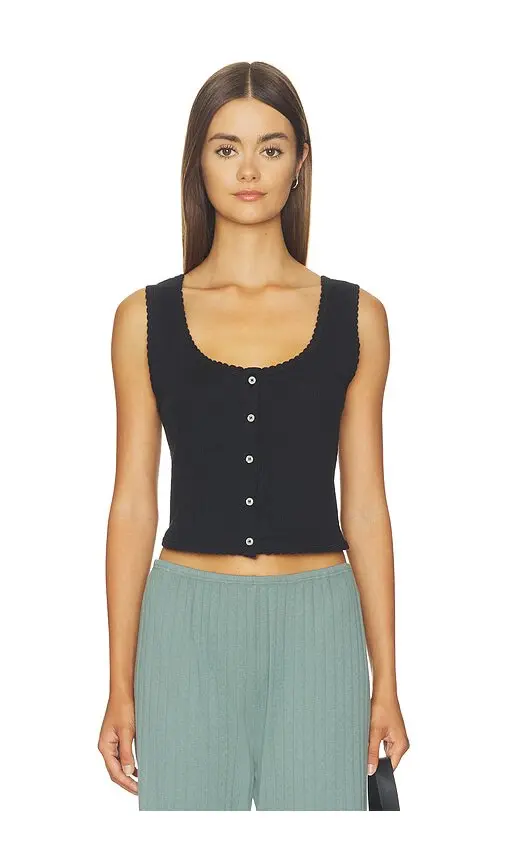 LESET Pointelle Button Down Tank