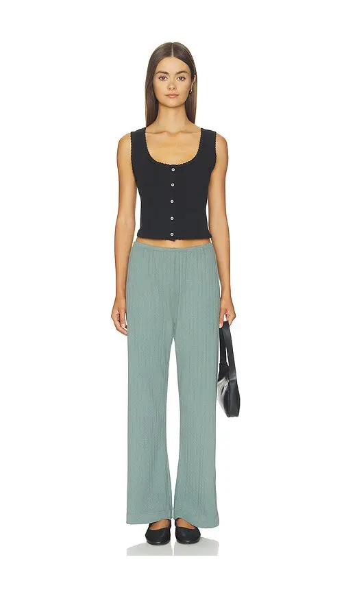 LESET Pointelle Button Down Tank
