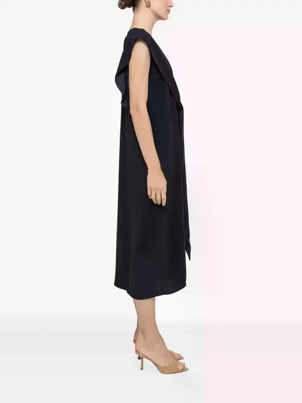 NISSA Scarf Detail Relaxed Midi Dress - Blue